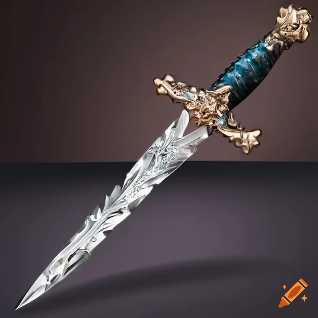 Aristocratic cut-glass dagger with transparent blade in fantasy style ...