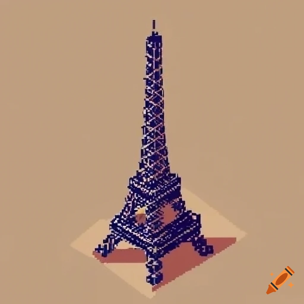 Isometric pixel art of the eiffel tower on Craiyon