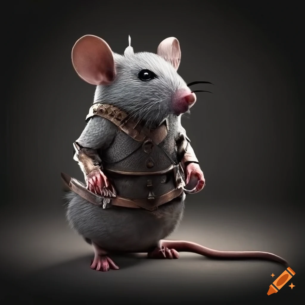 Gray mouse wearing leather armor on Craiyon