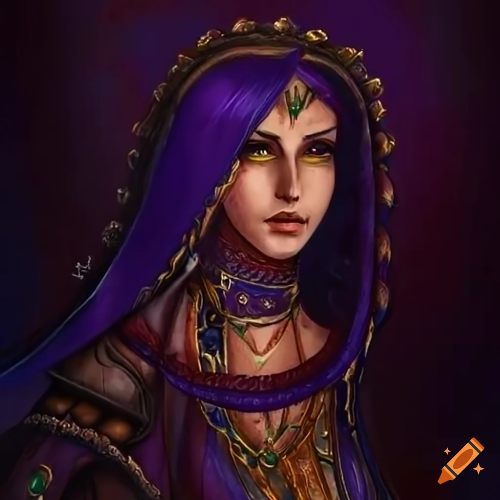 Elyria of veridaegis in a captivating realm adorned in vibrant swirling ...