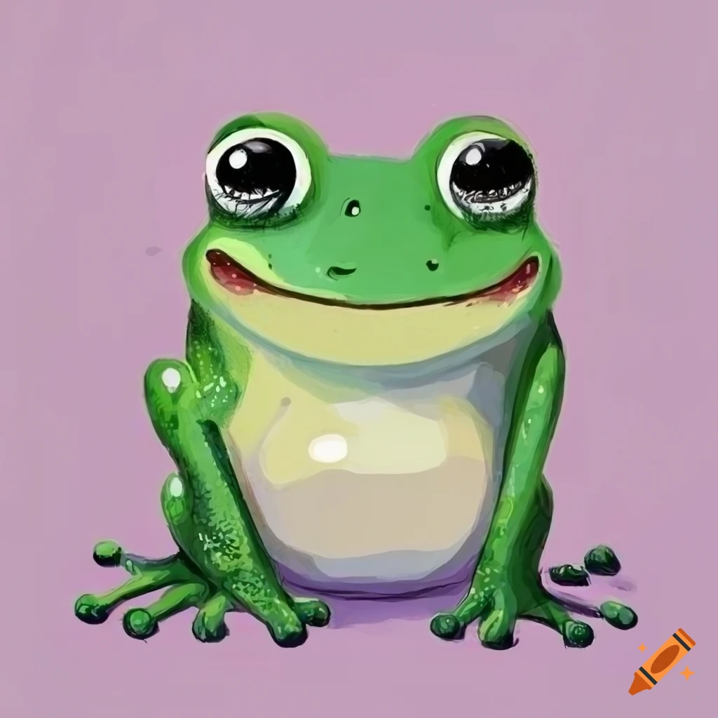 Smiling frog illustration by Matsumoto Hoji on Craiyon