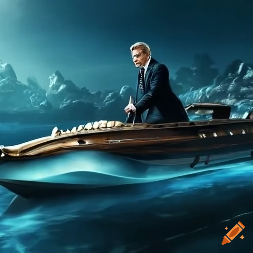 New james bond flyer featuring a boat and a crocodile on Craiyon