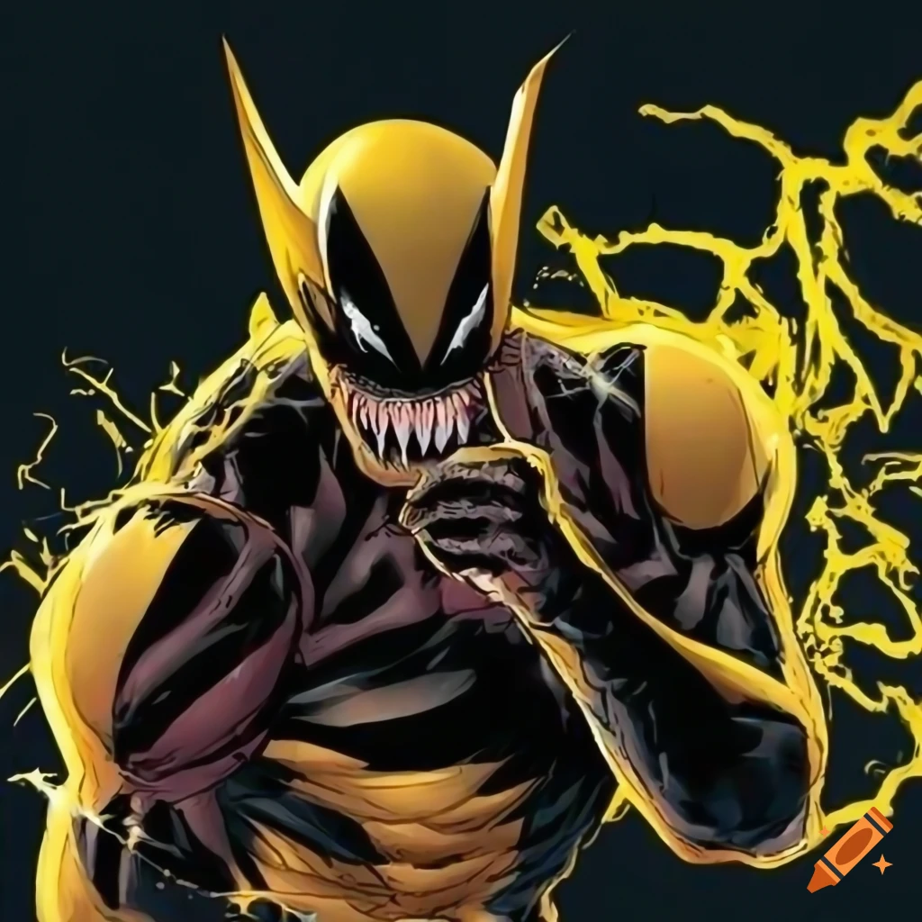 Venom wolverine with lightning background in epic art on Craiyon