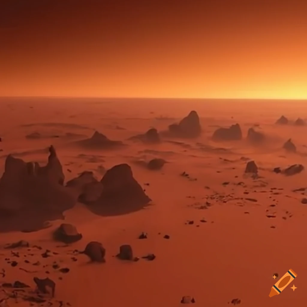 Sunset over an advanced civilization on mars on Craiyon