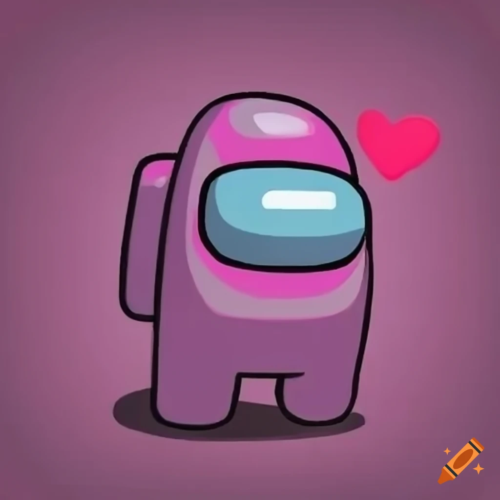 Lovestruck pink crewmate from among us game on Craiyon