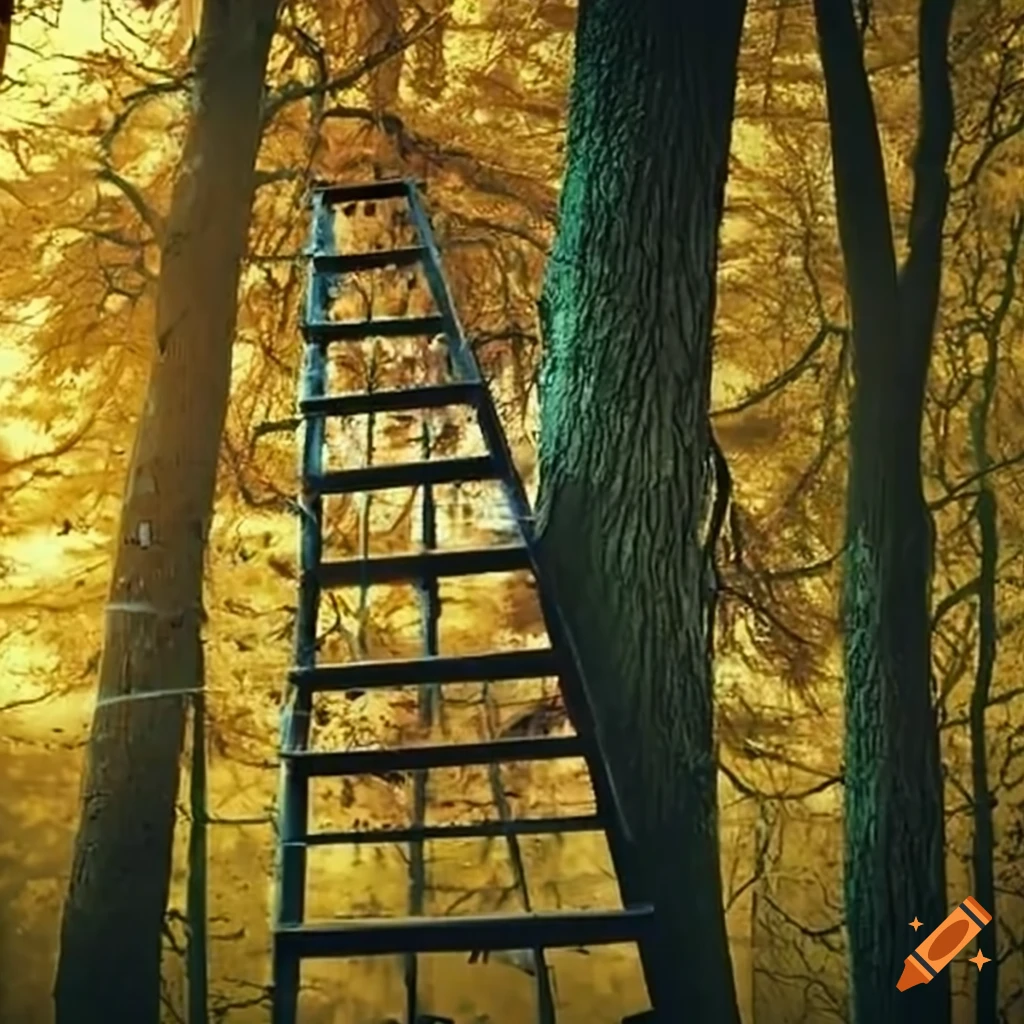 Tree reaching for a ladder on Craiyon