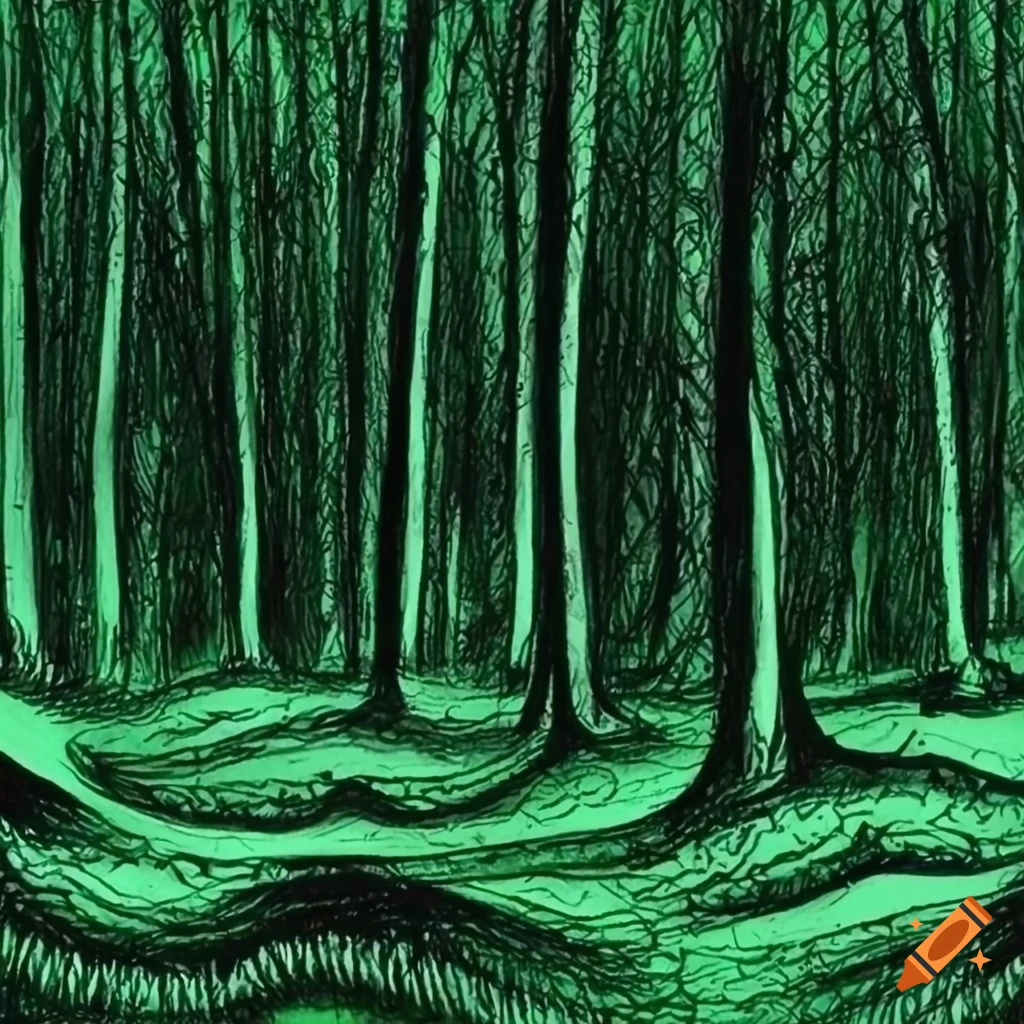 Murky forest in monty python style on Craiyon