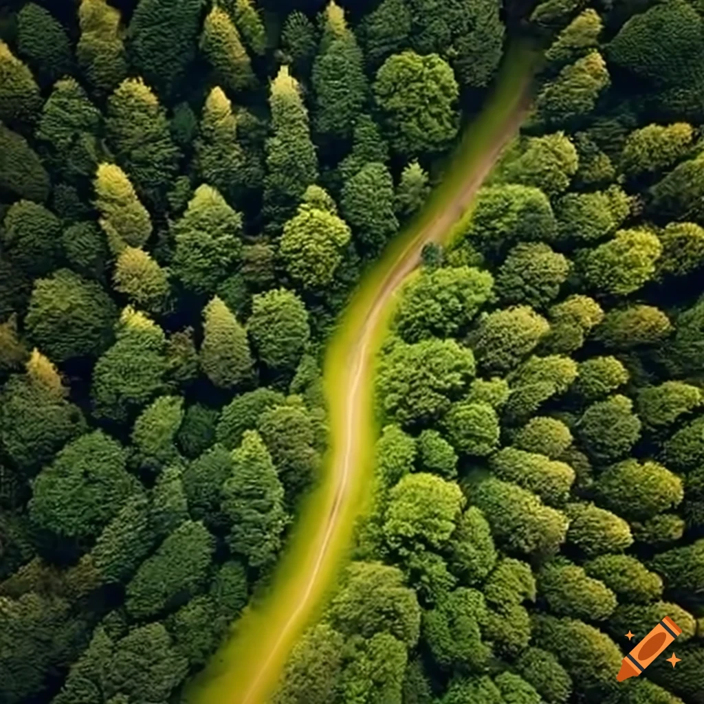 Satellite view of forest trail on Craiyon