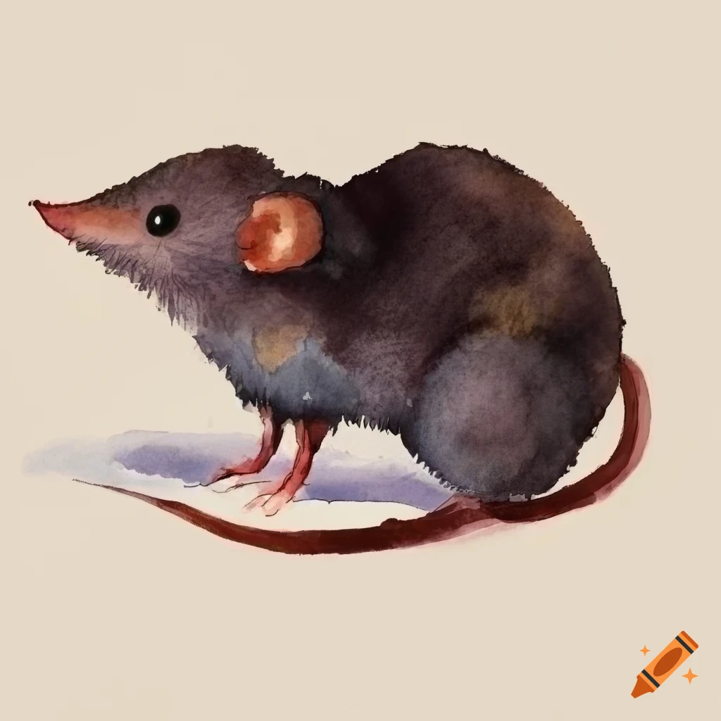 Watercolor painting of a shrew in a smoky style on Craiyon