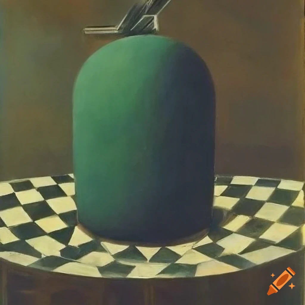 Checkered floor with a portal to another dimension, surreal painting by ...