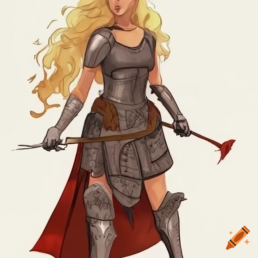 Anabeth chase wearing armor in a full body drawing on Craiyon