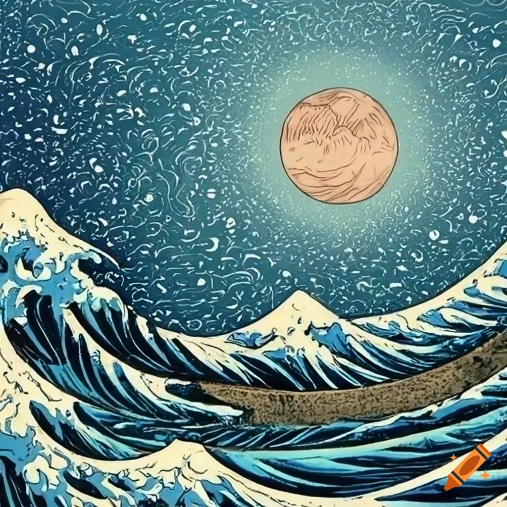 Japanese waves art on Craiyon