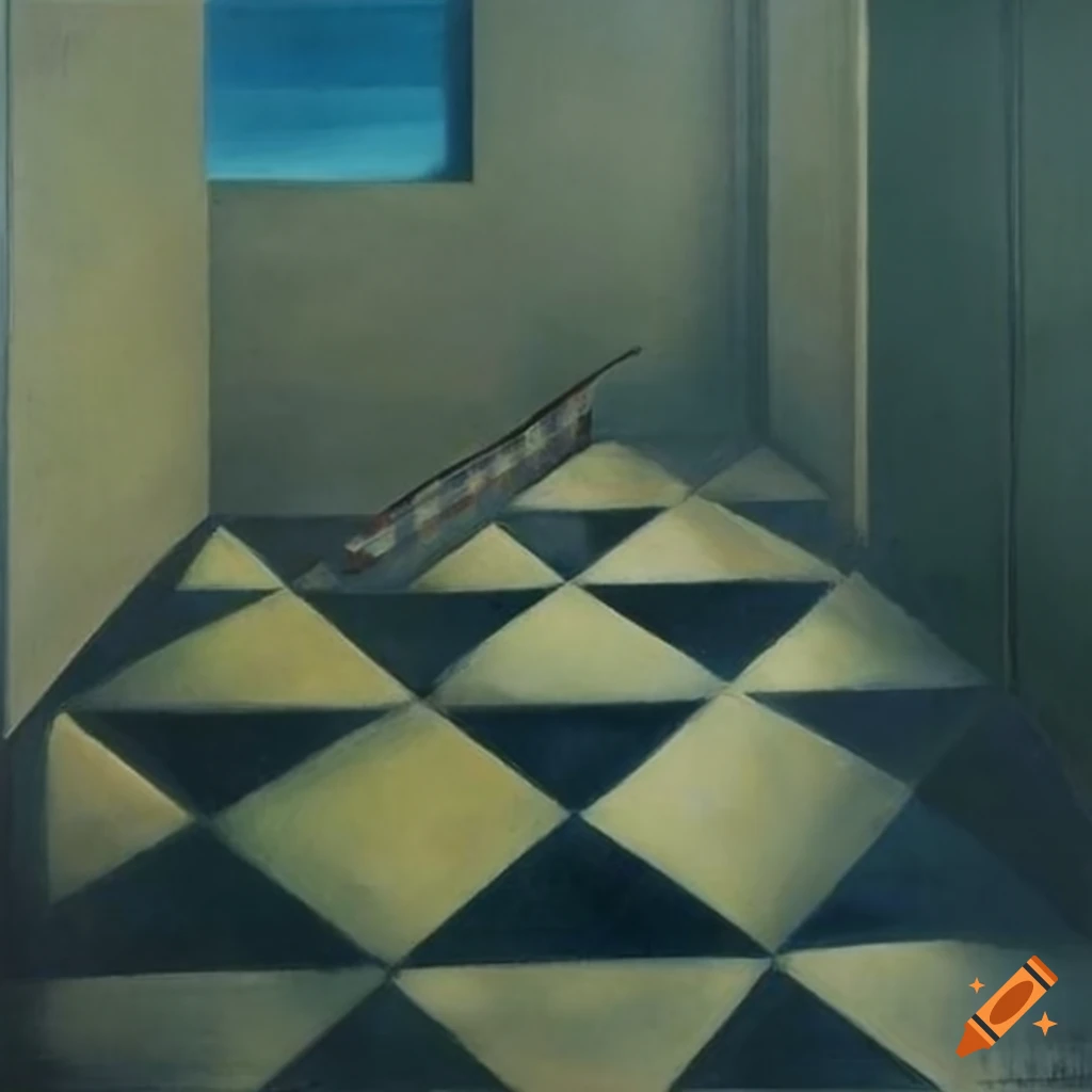 Checkered floor with a portal to another dimension, inspired by Rene ...