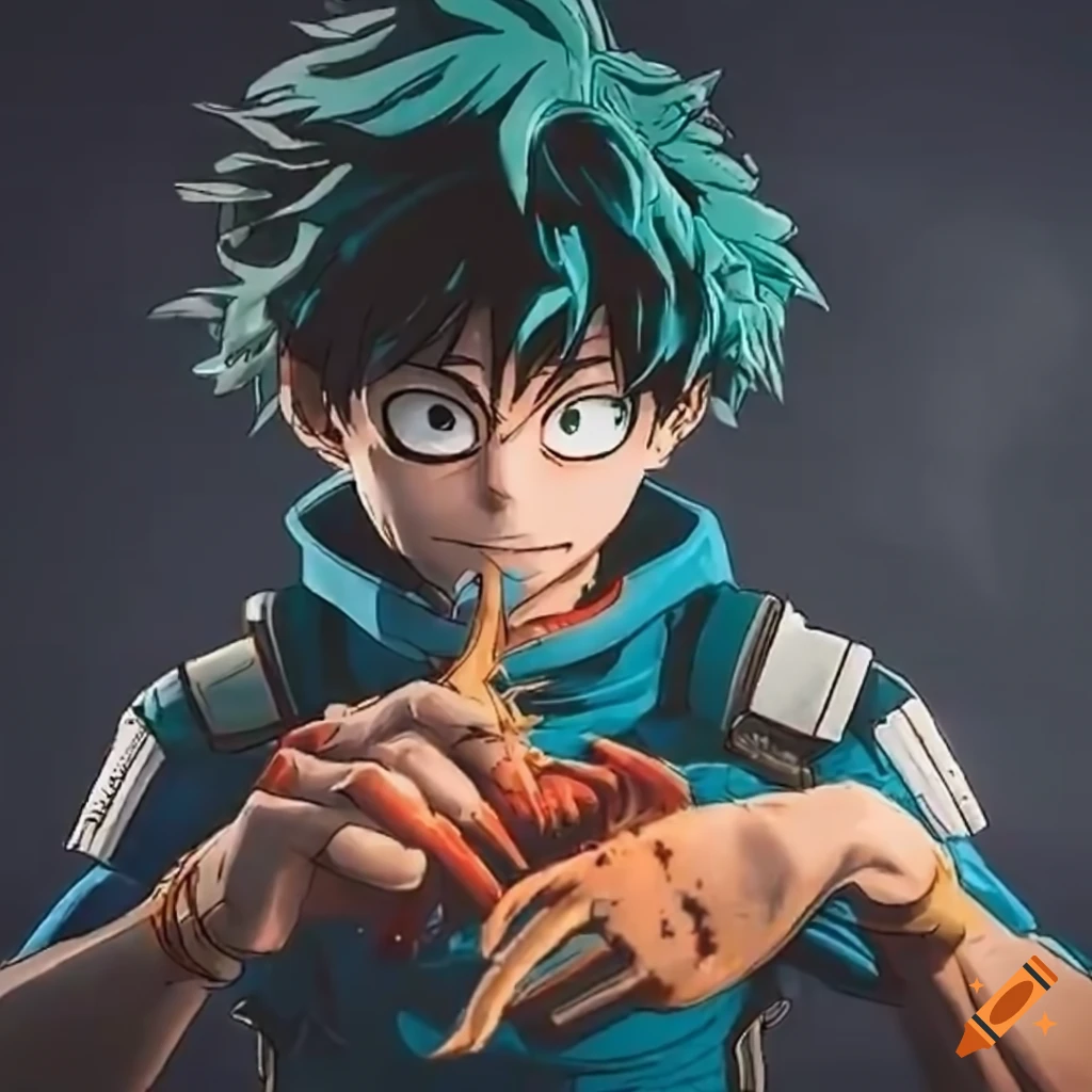 Deku from mha enjoying lobster on Craiyon