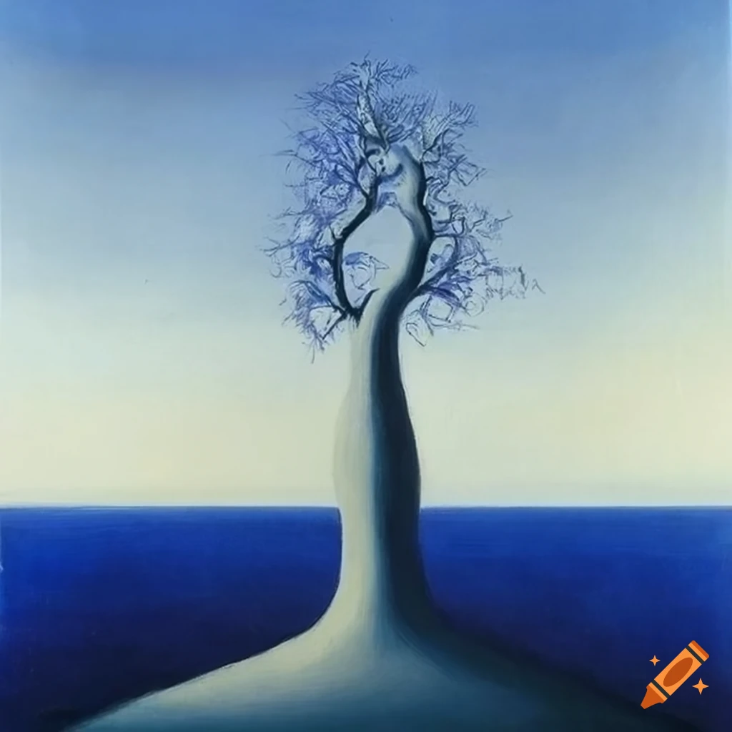 Tree with twisting branches by rene magritte on Craiyon