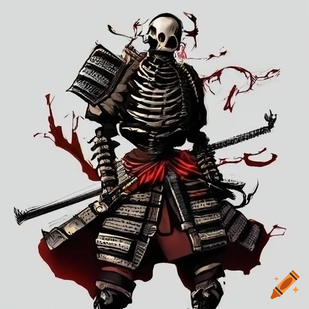 Skeleton samurai warrior in anime style on Craiyon