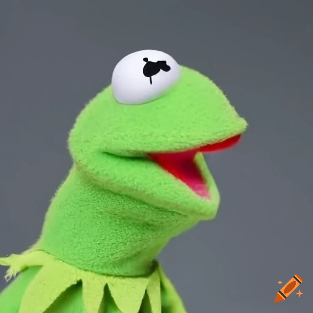 Close up side view of kermit the frog on Craiyon