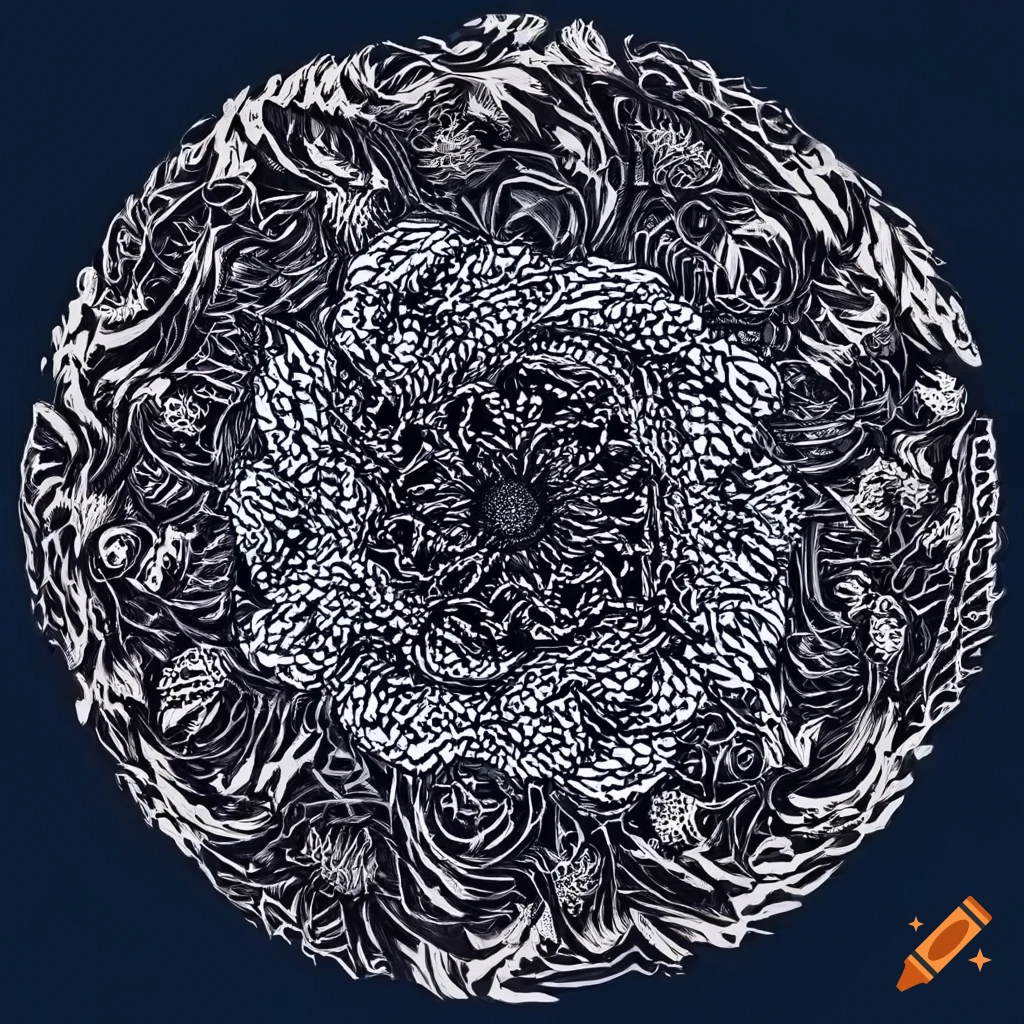 Intricate illustration of interlocking sloths with clean outlines and ...