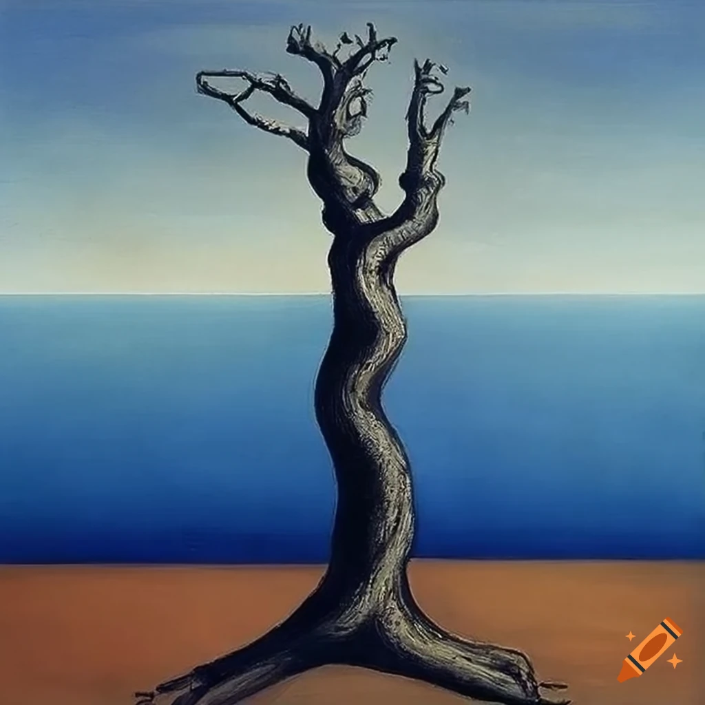 Tree with twisting branches by rene magritte on Craiyon