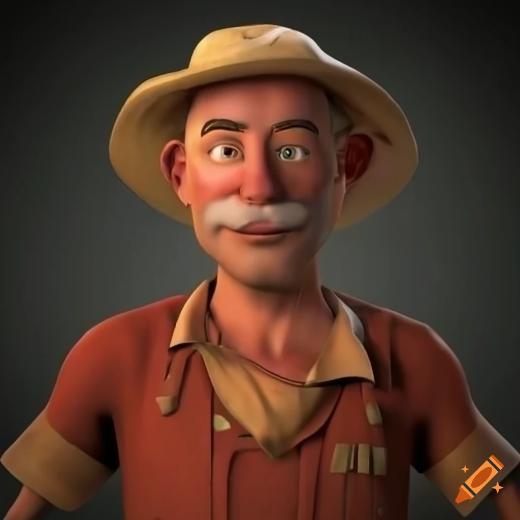 3d render of man disguised as a farmer on Craiyon