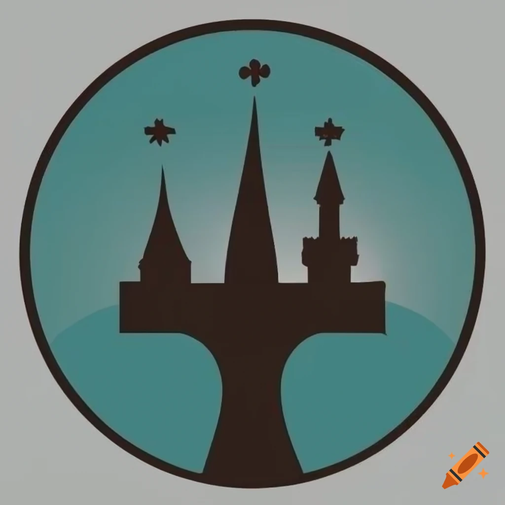 Silhouette of a castle and tree for a logo on Craiyon