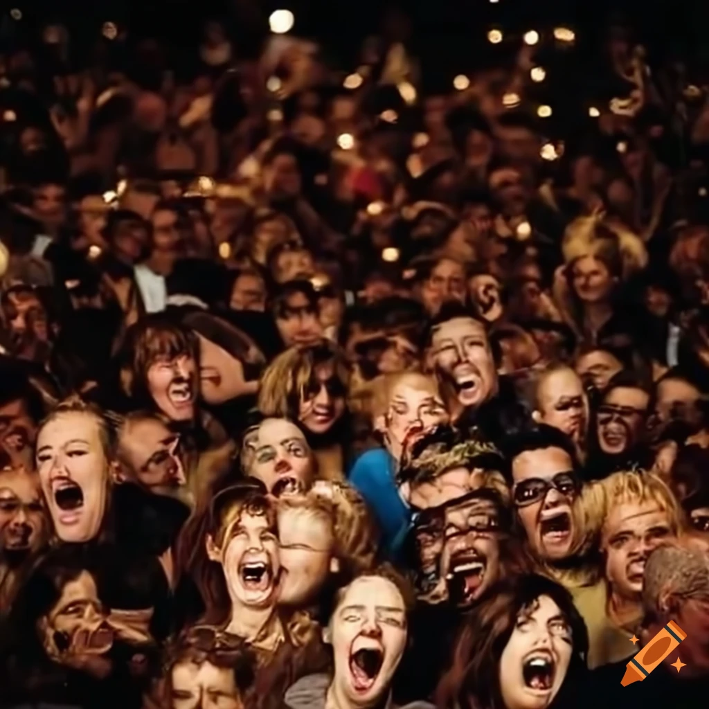 Crowd of people laughing hysterically on Craiyon