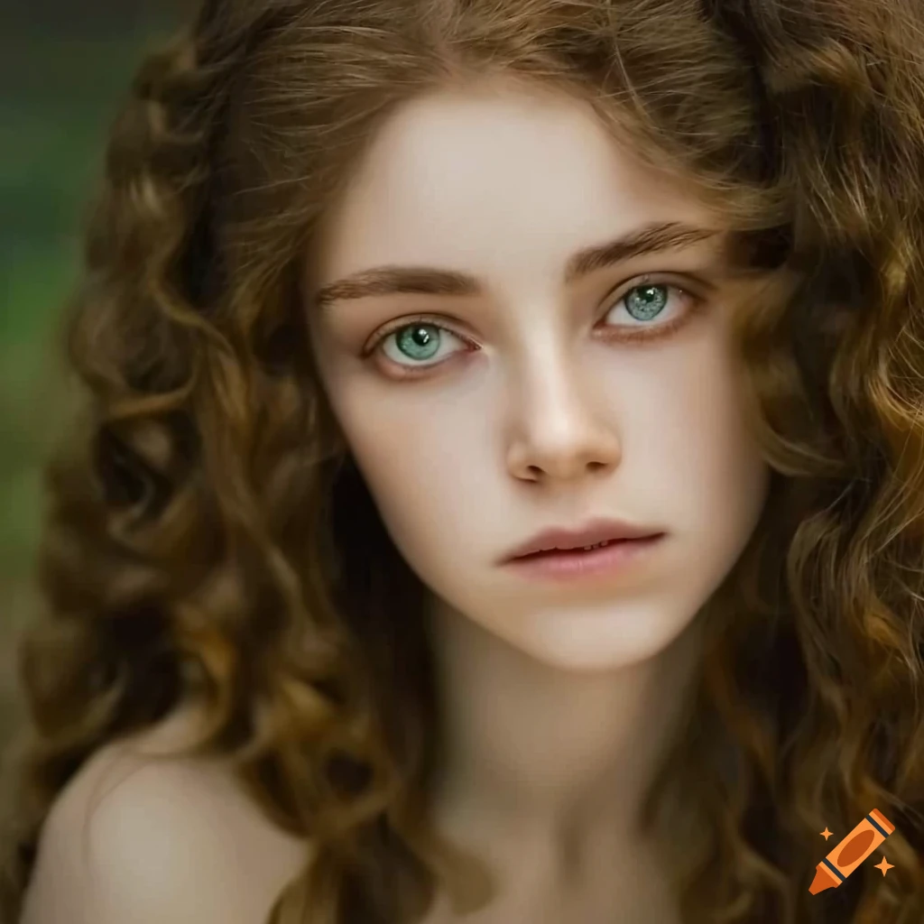 Capricious Young Lady With Long Wavy Hair And Striking Green Eyes On Craiyon