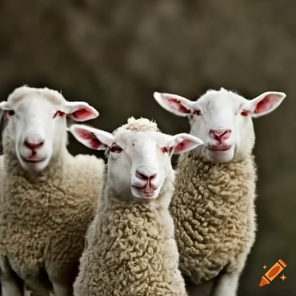 Smiling group of sheep on Craiyon