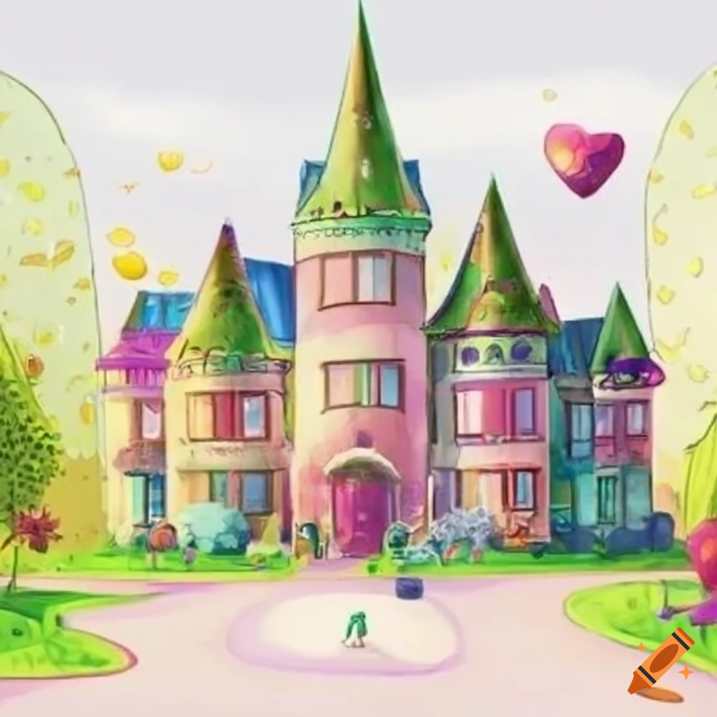 Drawing of an enchanted school on Craiyon