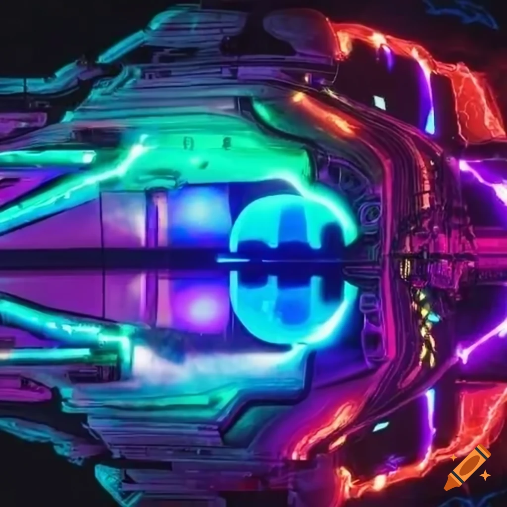 Colorful alien spaceship in rgb colors on Craiyon