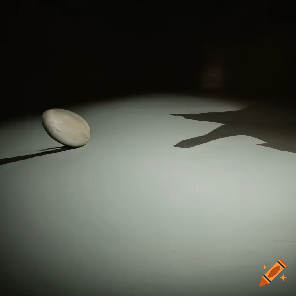 Strange bluish objects with satin finish on old table in dark hotel room on Craiyon