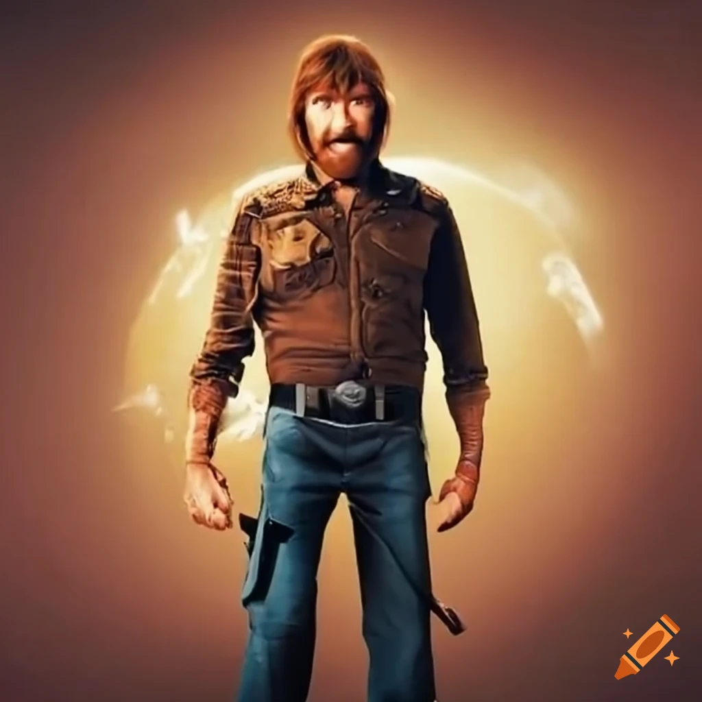 Chuck Norris standing on the earth ball on Craiyon