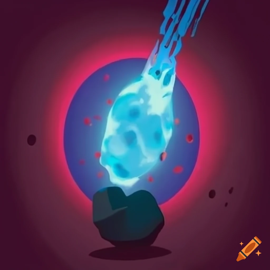 Cartoon-style tractor beam pulling an asteroid in a sci-fi setting on ...