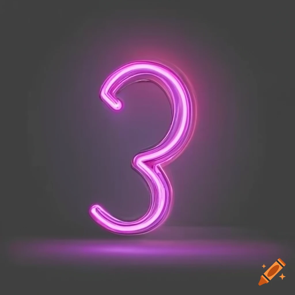 Neon led number two on black background on Craiyon