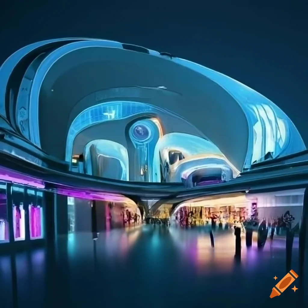 Futuristic shopping mall on Craiyon