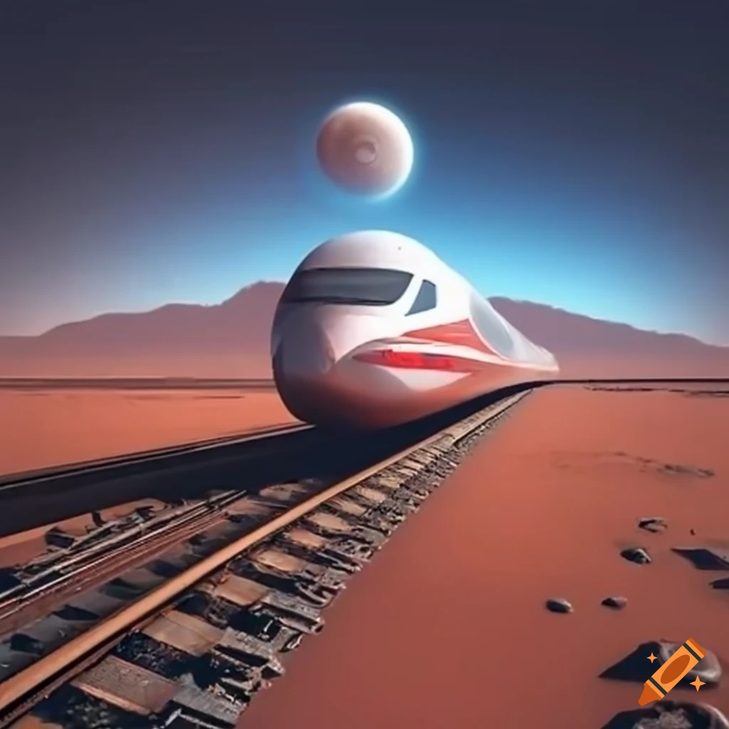 High-speed railway on Mars on Craiyon