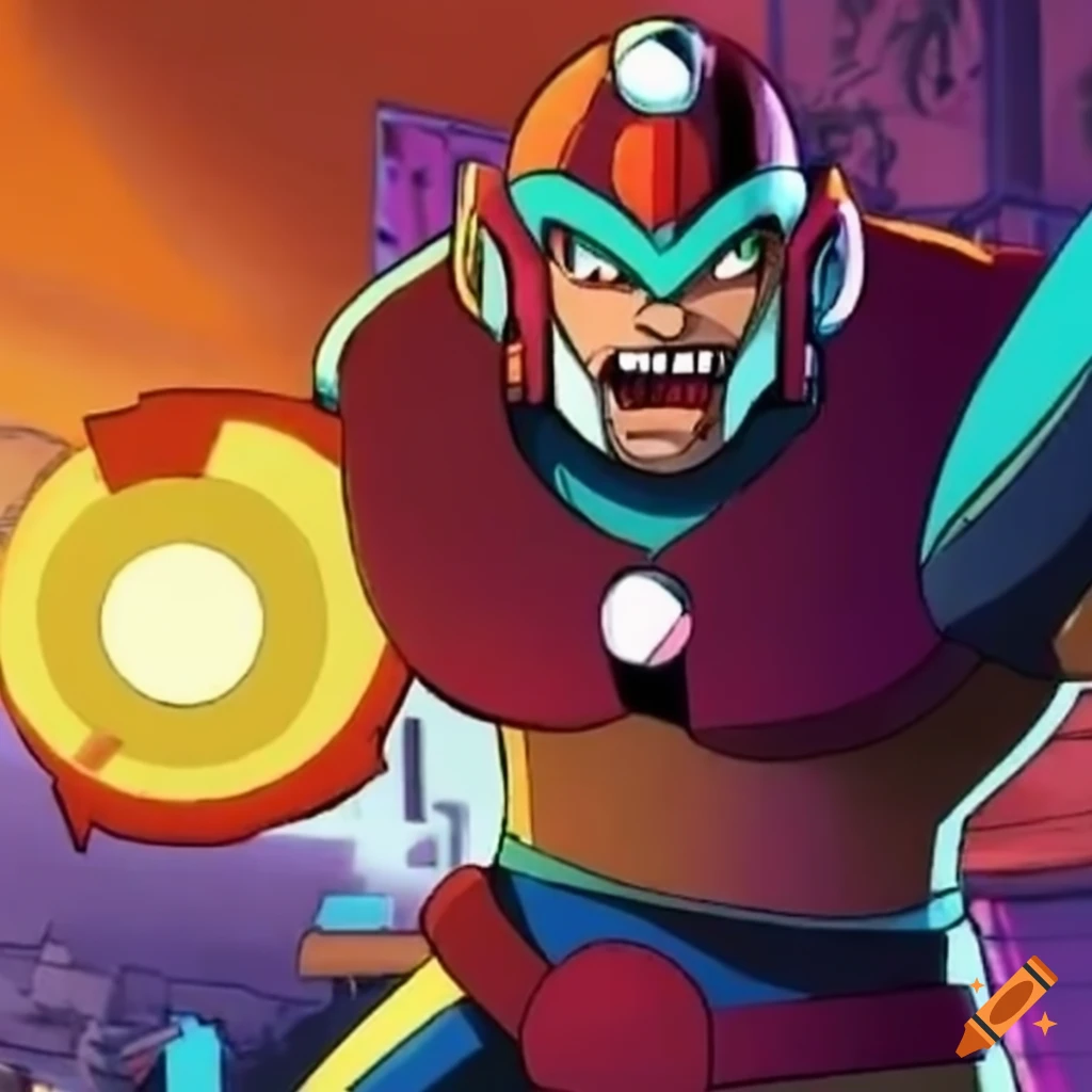 Mega man villain with a unique weapon on Craiyon