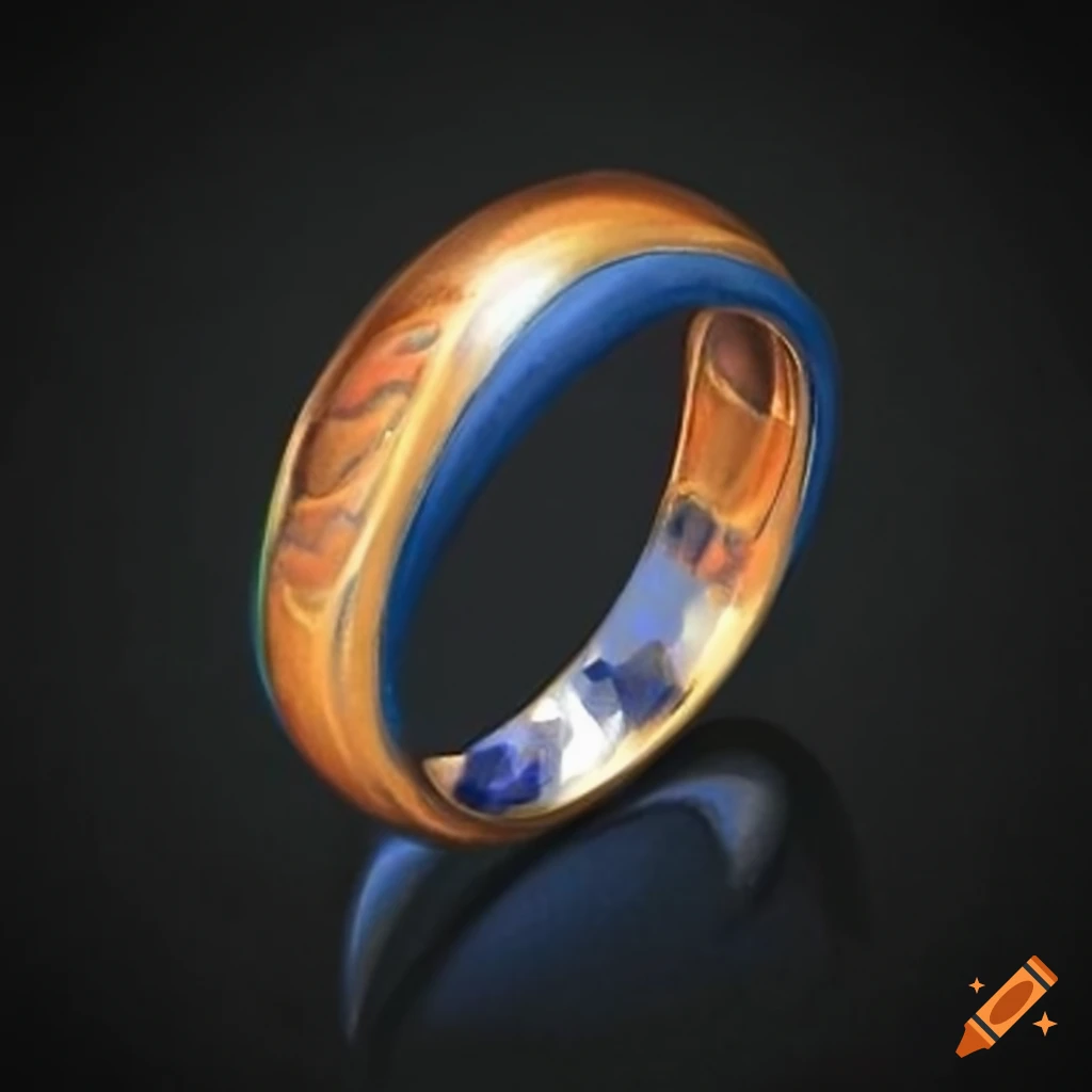 Bronze ring with a blue gemstone on Craiyon