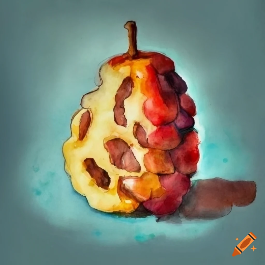 Rotten fruit watercolor illustration on Craiyon