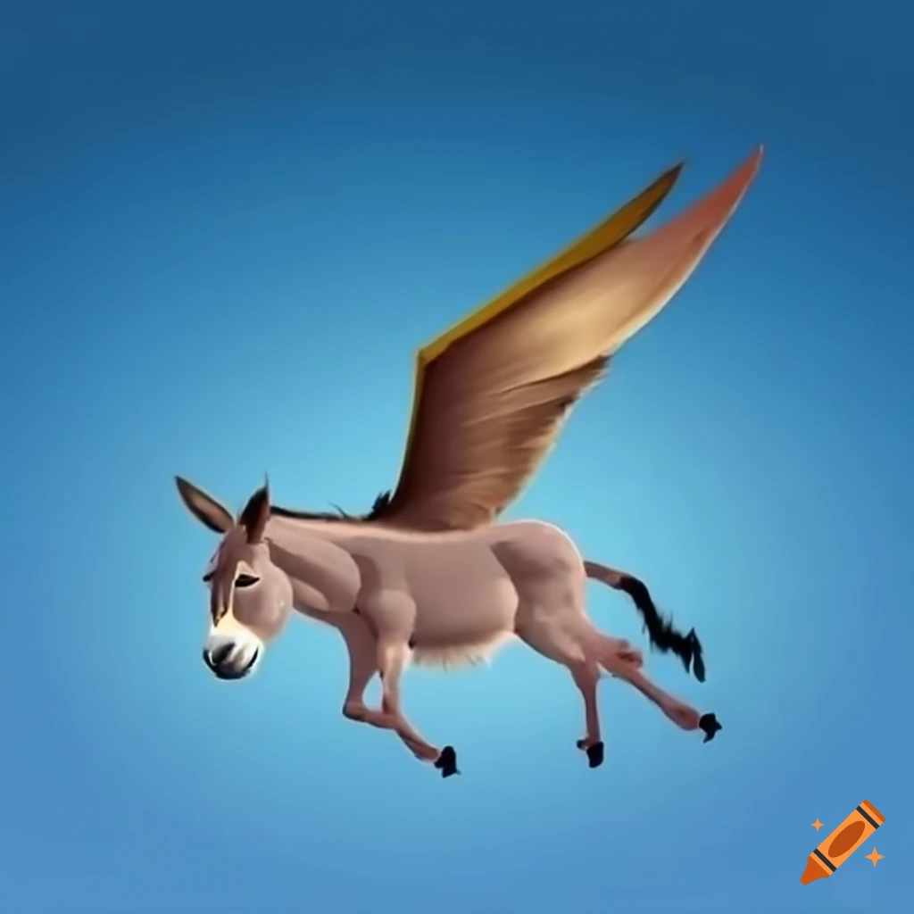 Flying donkey in the sky on Craiyon