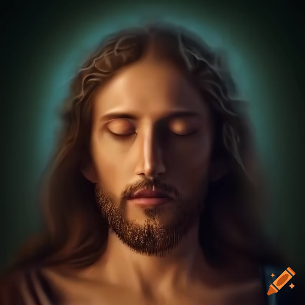 Jesus praying with nature background in realistic digital art on Craiyon