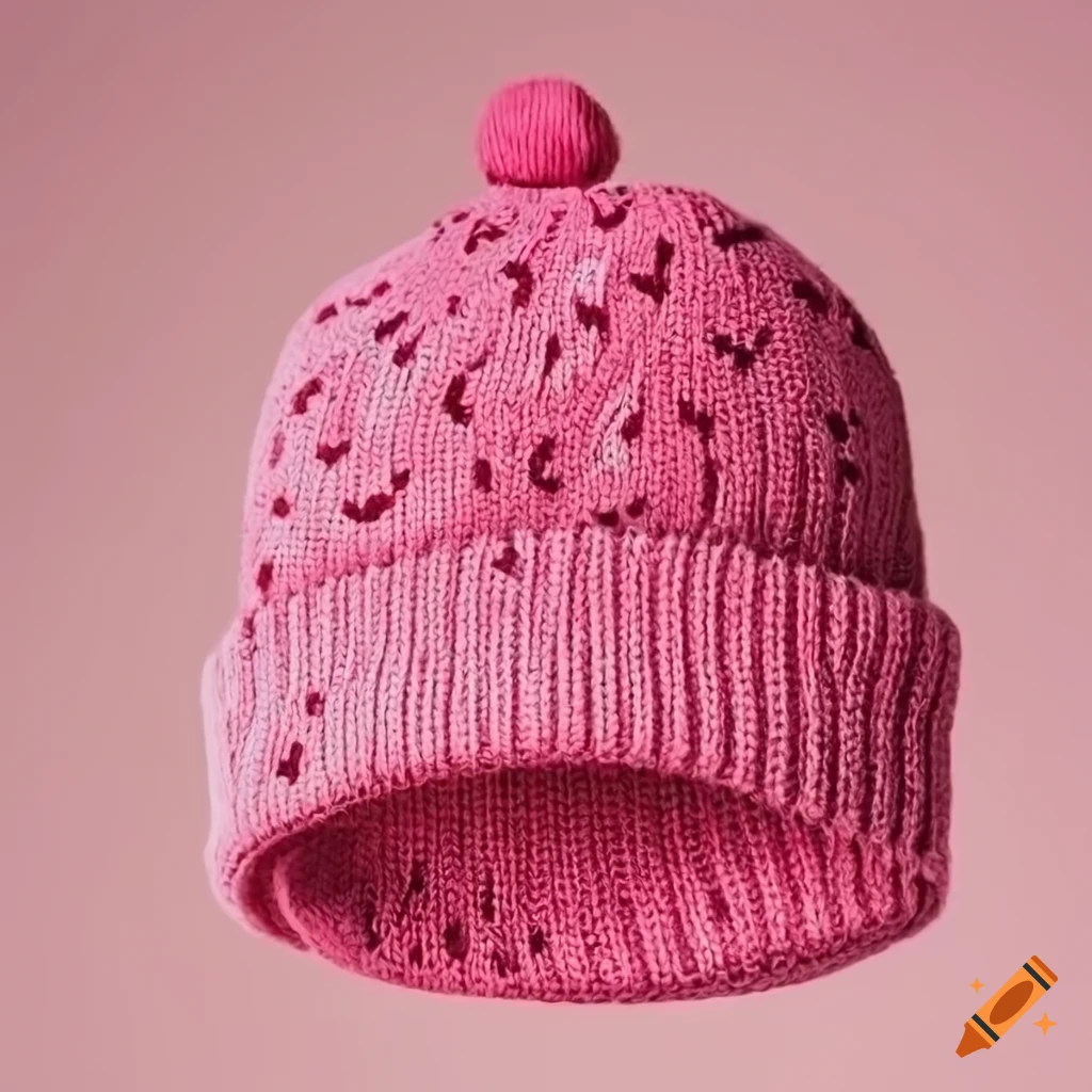Pink beanie with heart print texture on Craiyon