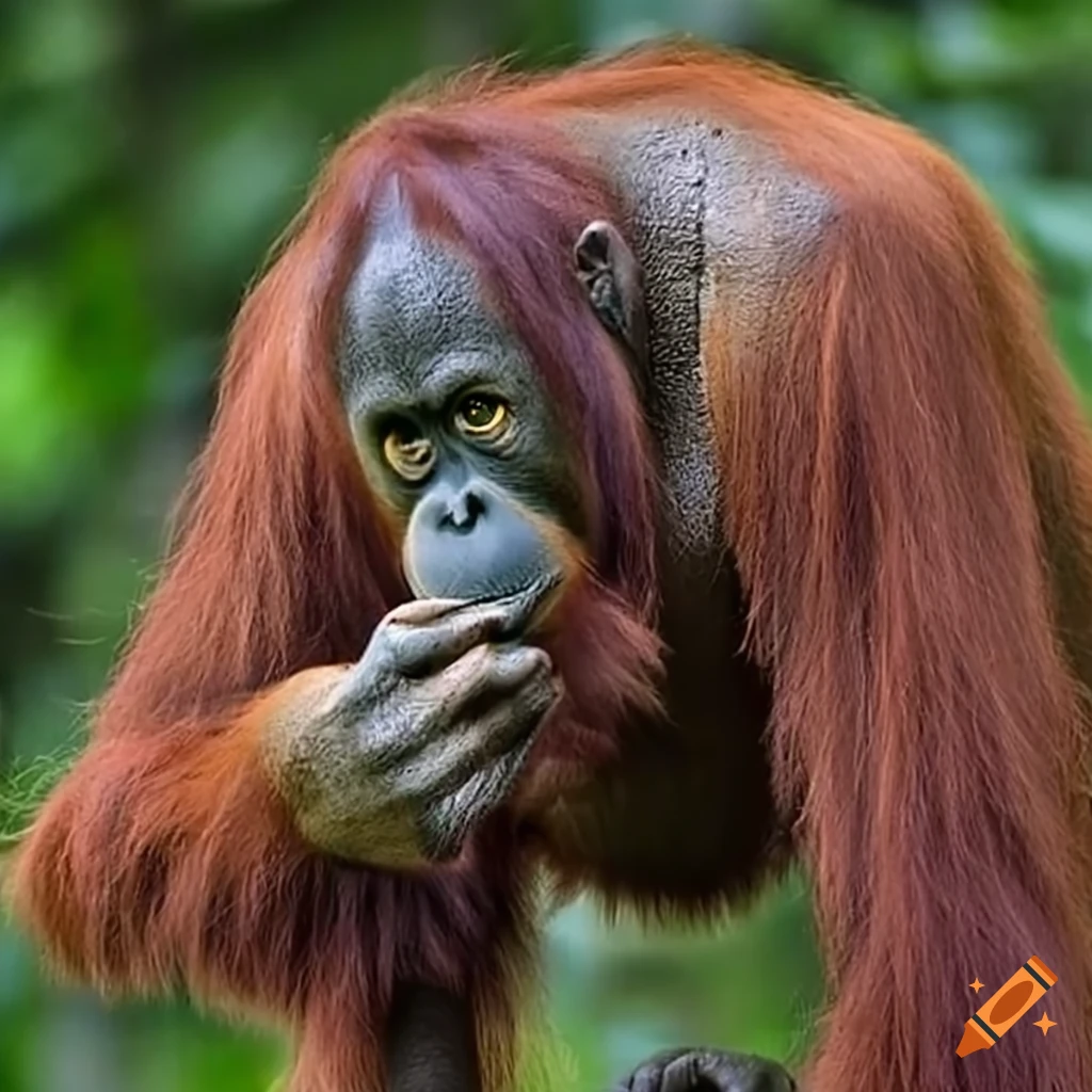 Orangutan engaging in physical behavior on Craiyon