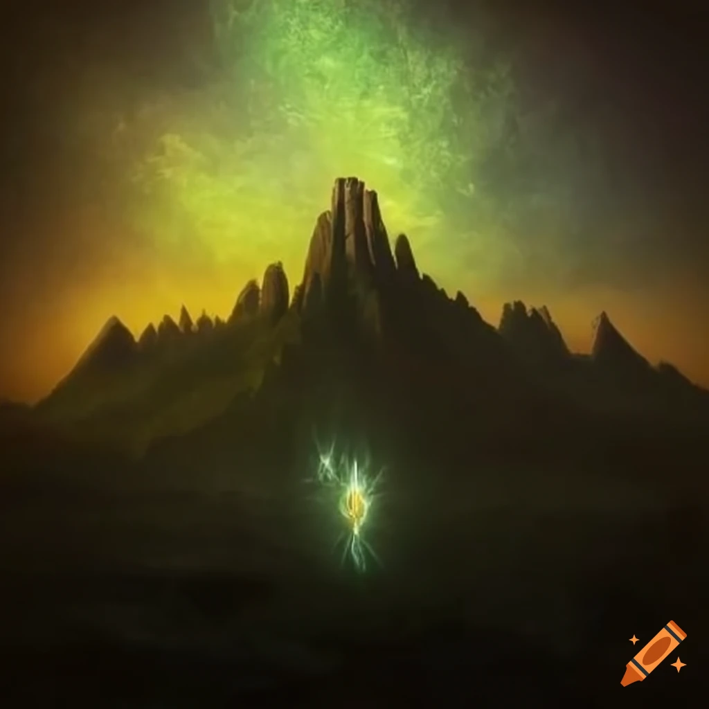 Zenithal vista above a mysterious landscape transcending imagination on ...