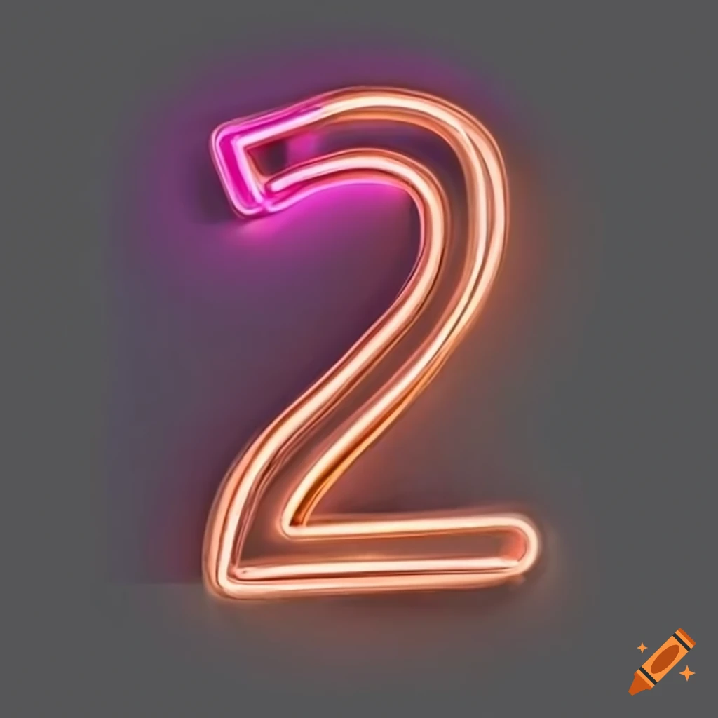 Neon led number 2 on black background on Craiyon
