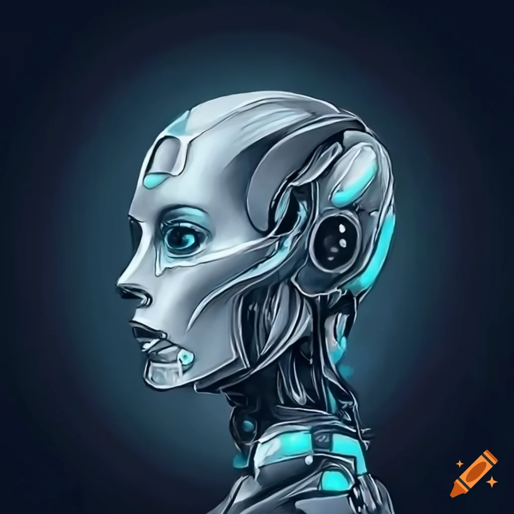 Sophisticated and futuristic ai robot pencil sketch on Craiyon