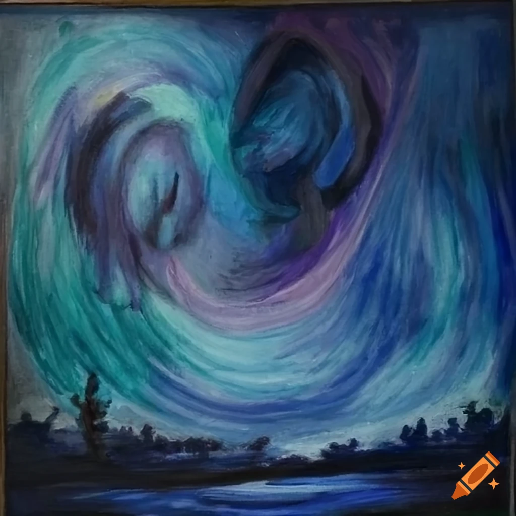 Painting of a child's face in a hurricane with serene eyes on Craiyon