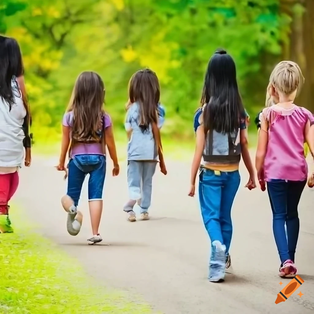 Group of children starting a colorful adventure on a map on Craiyon
