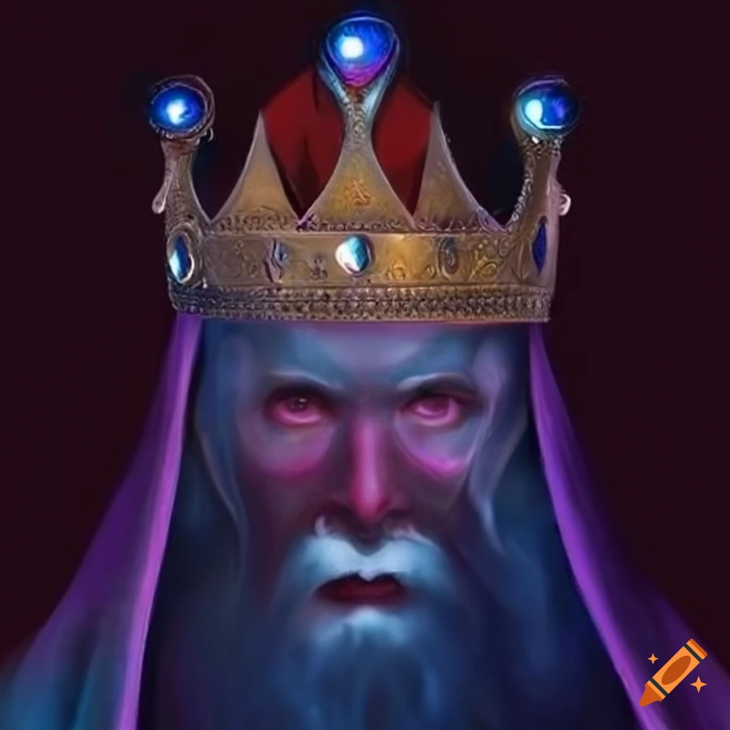 Mystical crown worn by a king on Craiyon