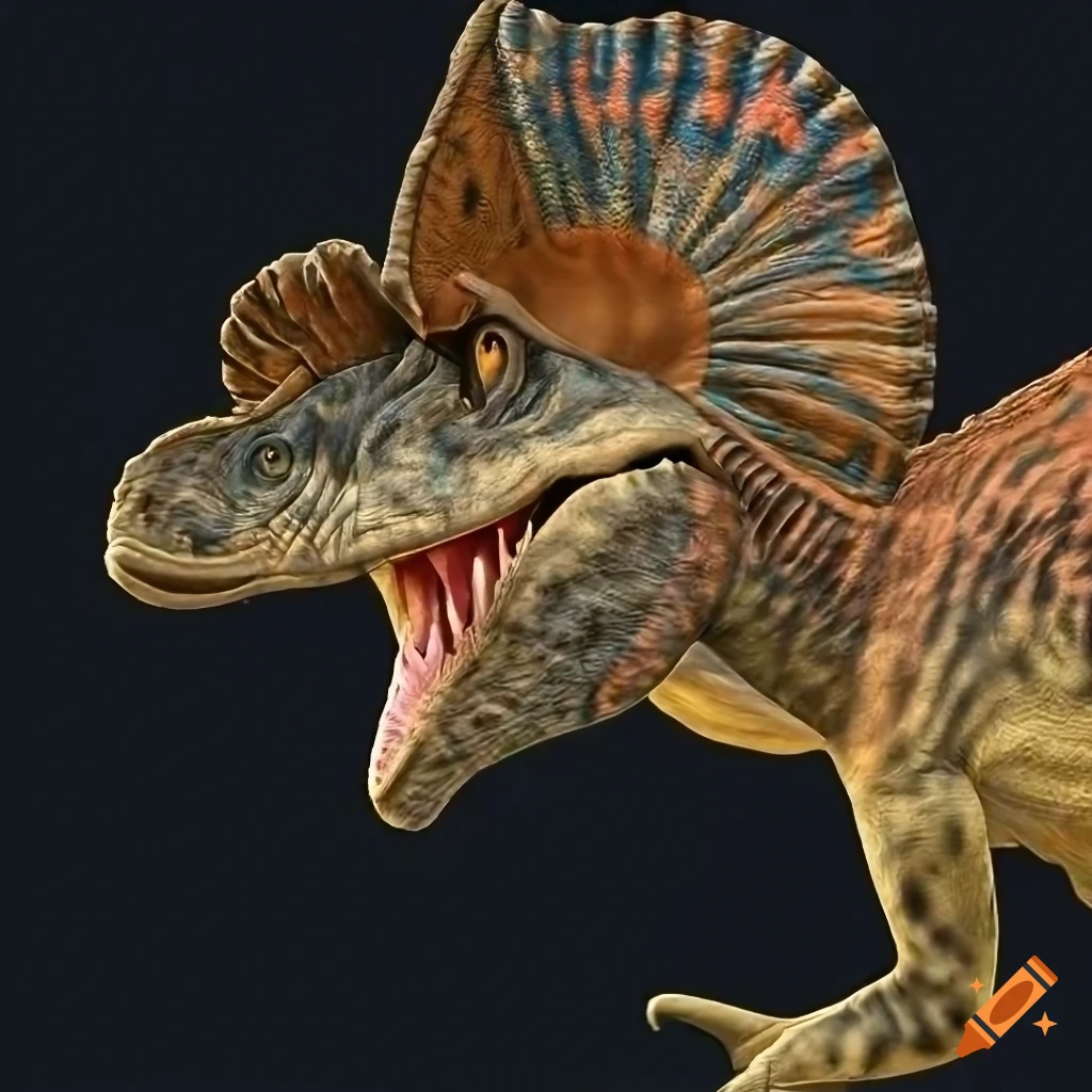Dilophosaurus with intricate color pattern in prehistoric environment ...
